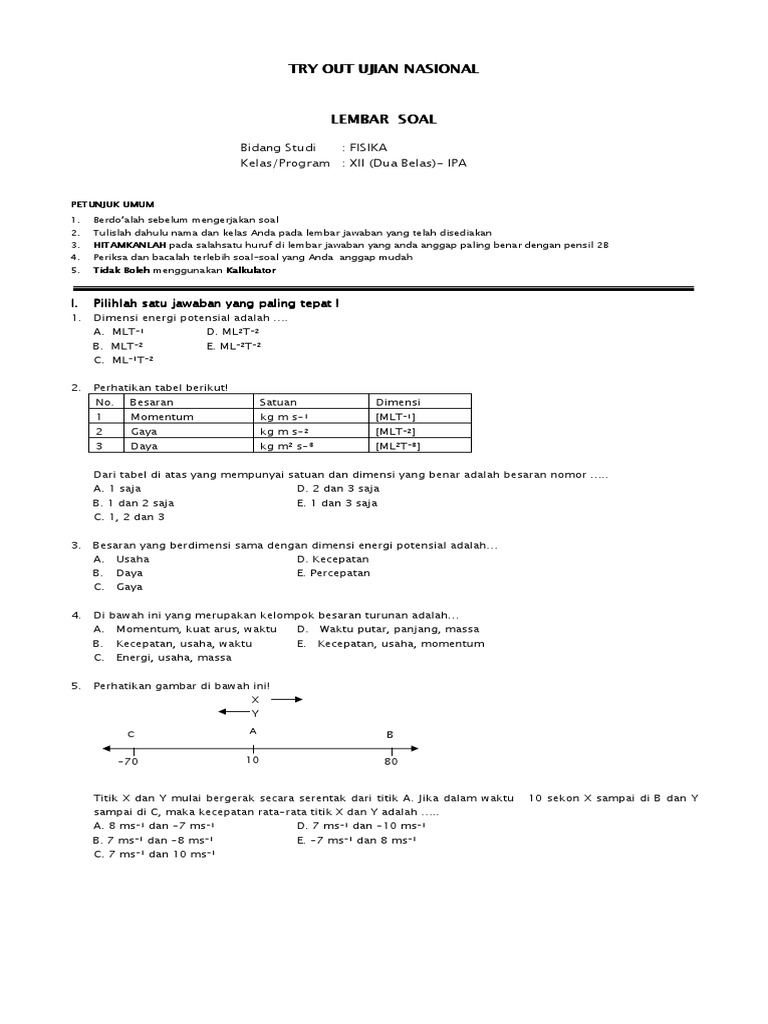 Soal Tryout Fisika Ipa Sma WWW - Examsworld.us | PDF