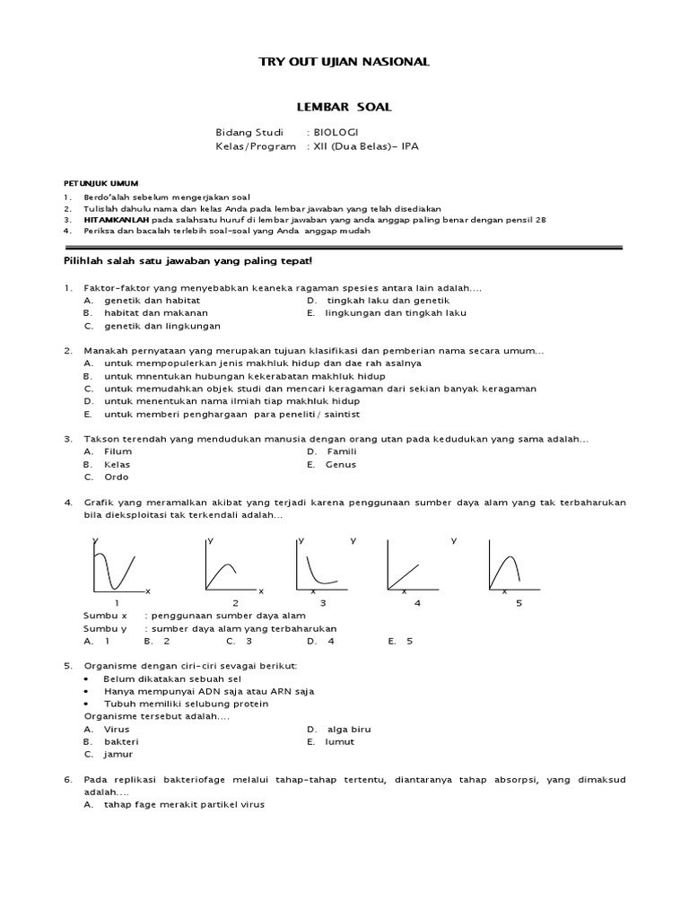 Soal Tryout Biologi Ipa Sma WWW - Examsworld.us | PDF