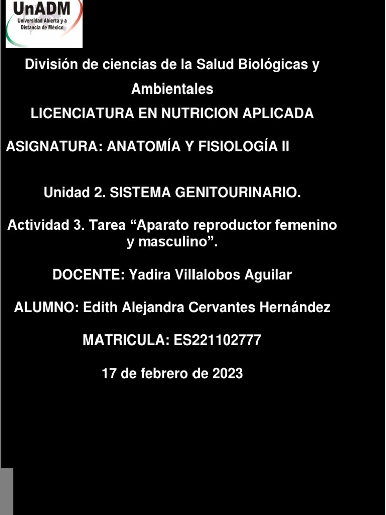 Afi2 U2 A3 Edch | PDF | Sistema reproductivo | Procesos biologicos