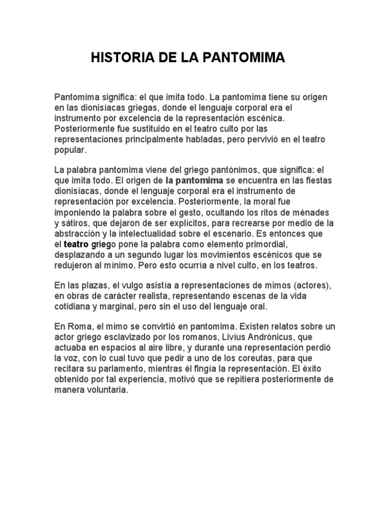 Historia de La Pantomima | PDF | Teatro | Actor