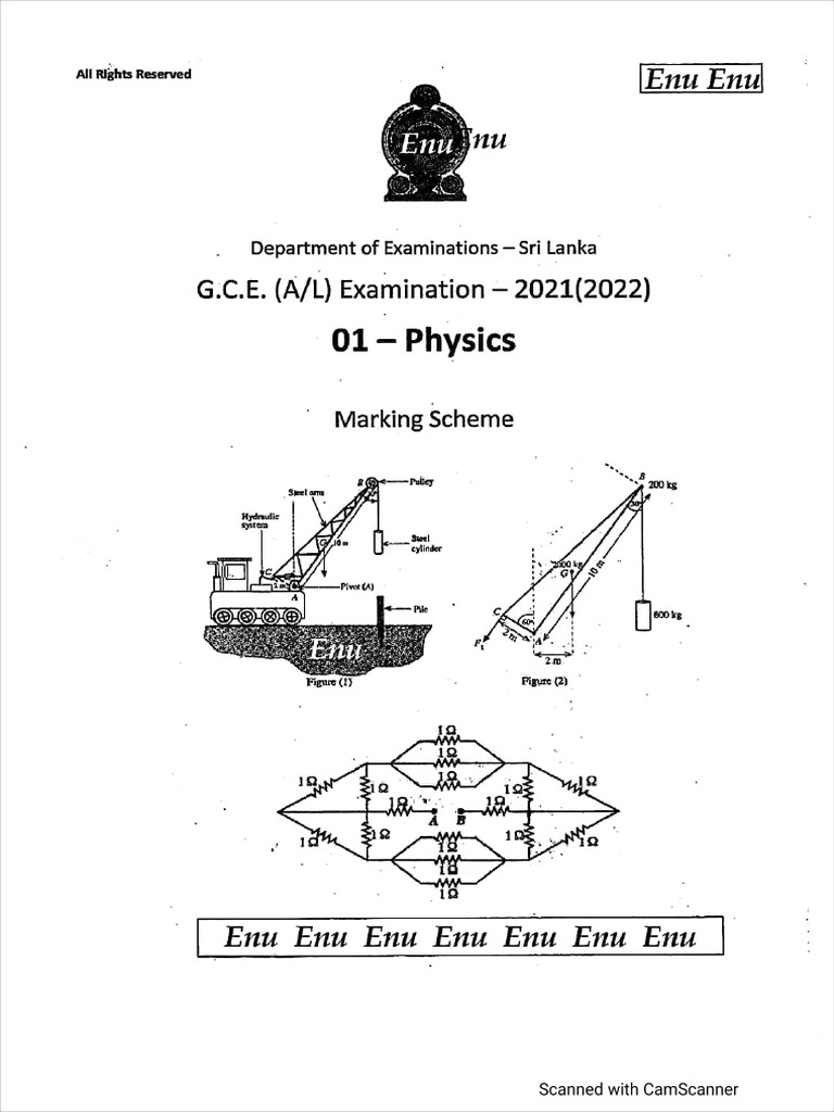 2021 AL Physics Marking Scheme English Medium | PDF