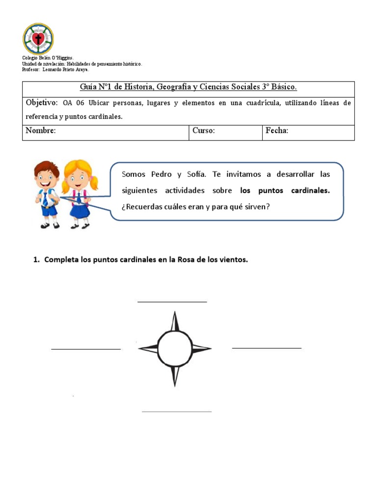 Guía de aprendizaje sobre los puntos cardinales y su uso en la ...