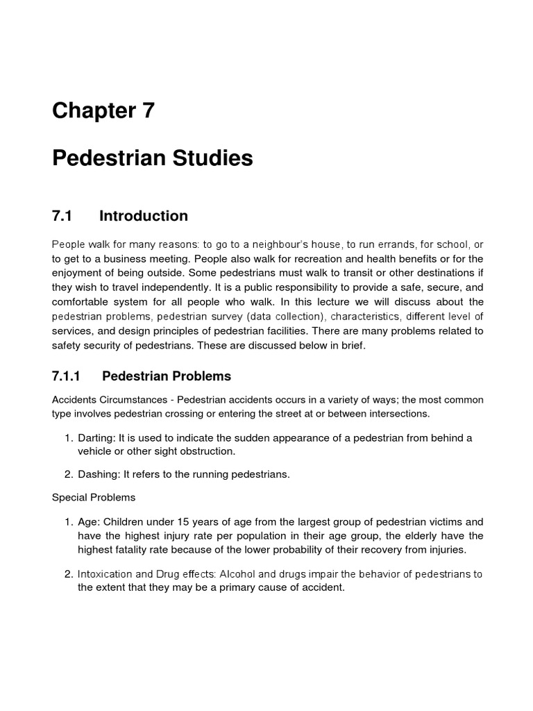 Chapter 7 Pedestrian PDF | PDF | Pedestrian Crossing | Traffic