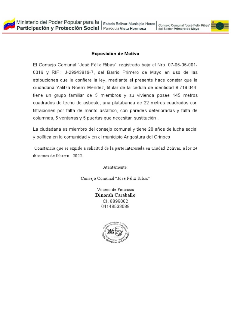 Exposicion de Motivo Vivienda | PDF