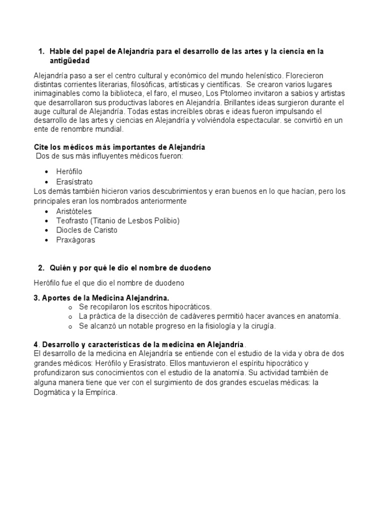 Medicina en Alejandría: Herófilo y Erasístrato | PDF | Ciencias sociales