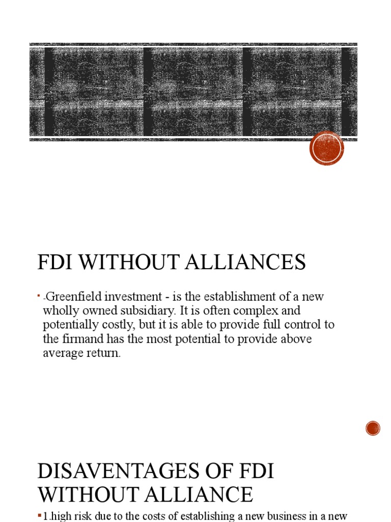 Fdi Without& With Alliance | PDF | Mergers And Acquisitions | Joint Venture