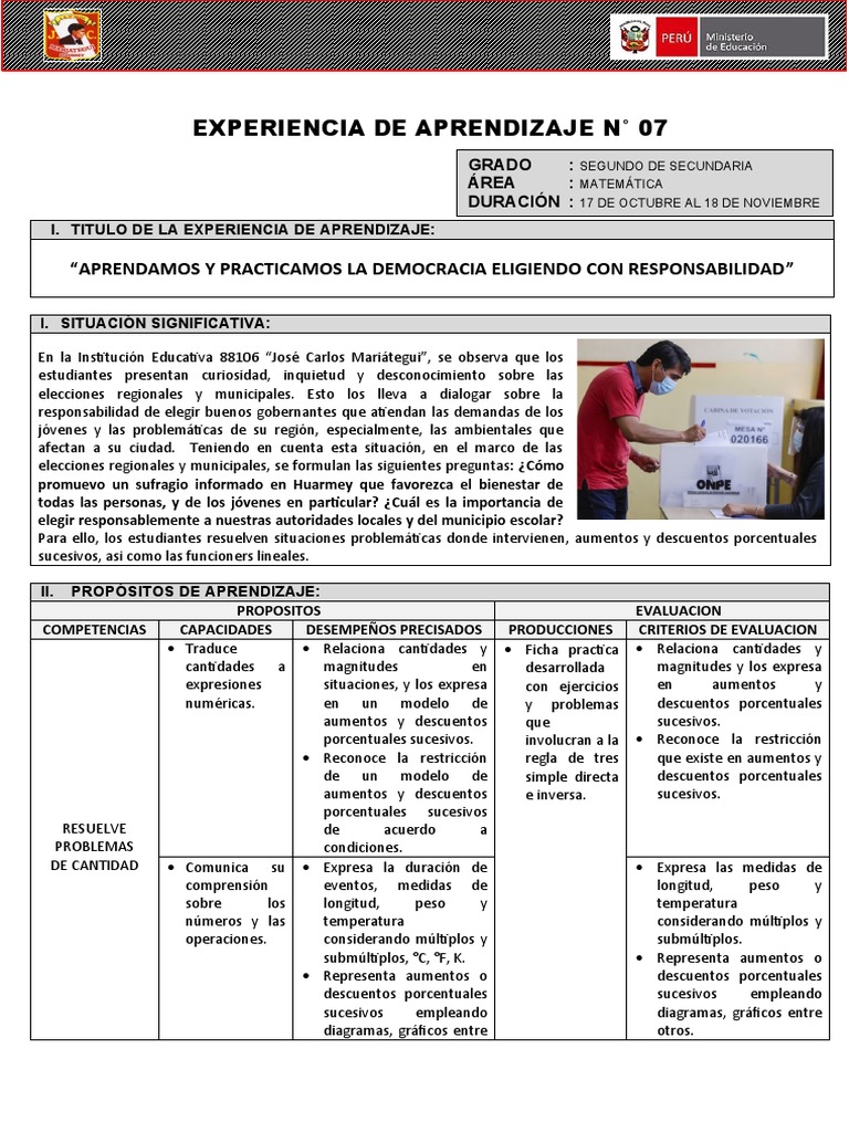 Experiencia de Aprendizaje N 07-2do-Isidro | PDF | Linealidad | Aprendizaje