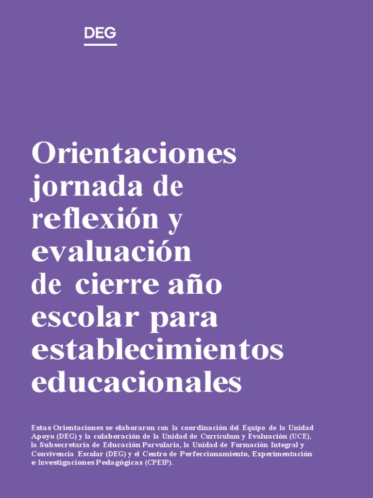 Orientaciones Jornada de Reflexión y Evaluación de Cierre Año Escolar ...
