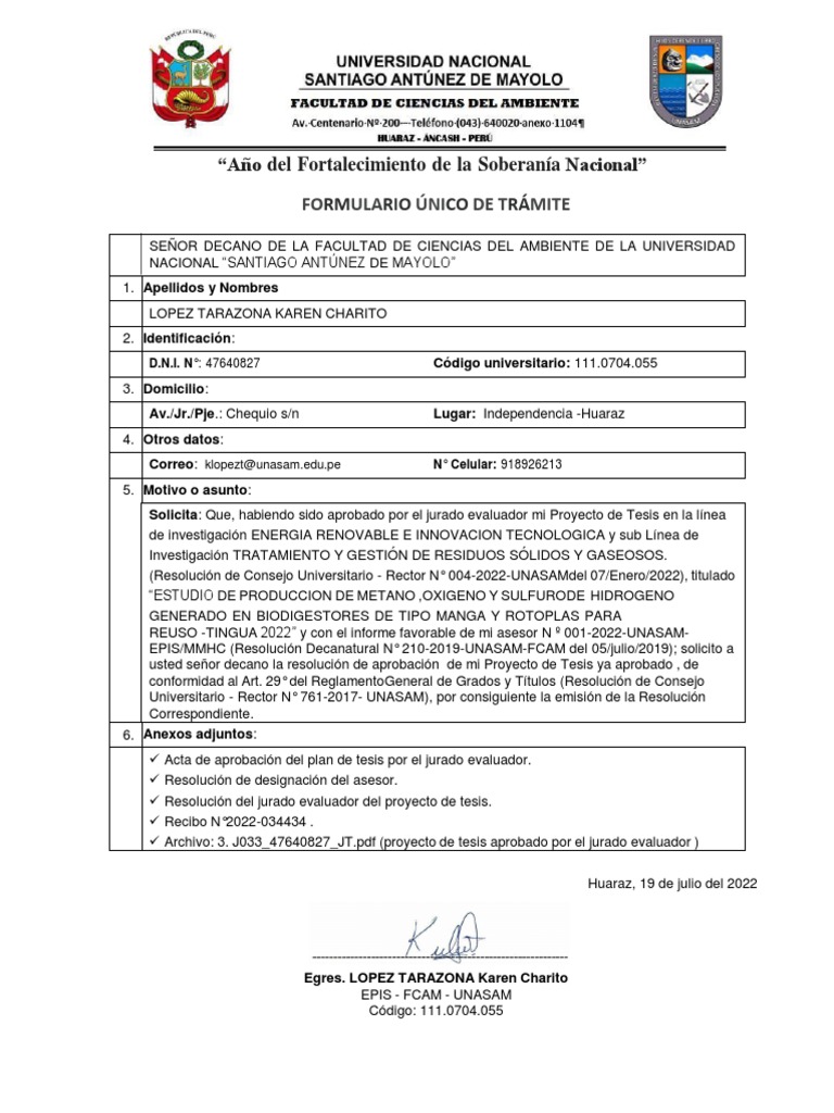 Formulario Unico de Tramite | PDF