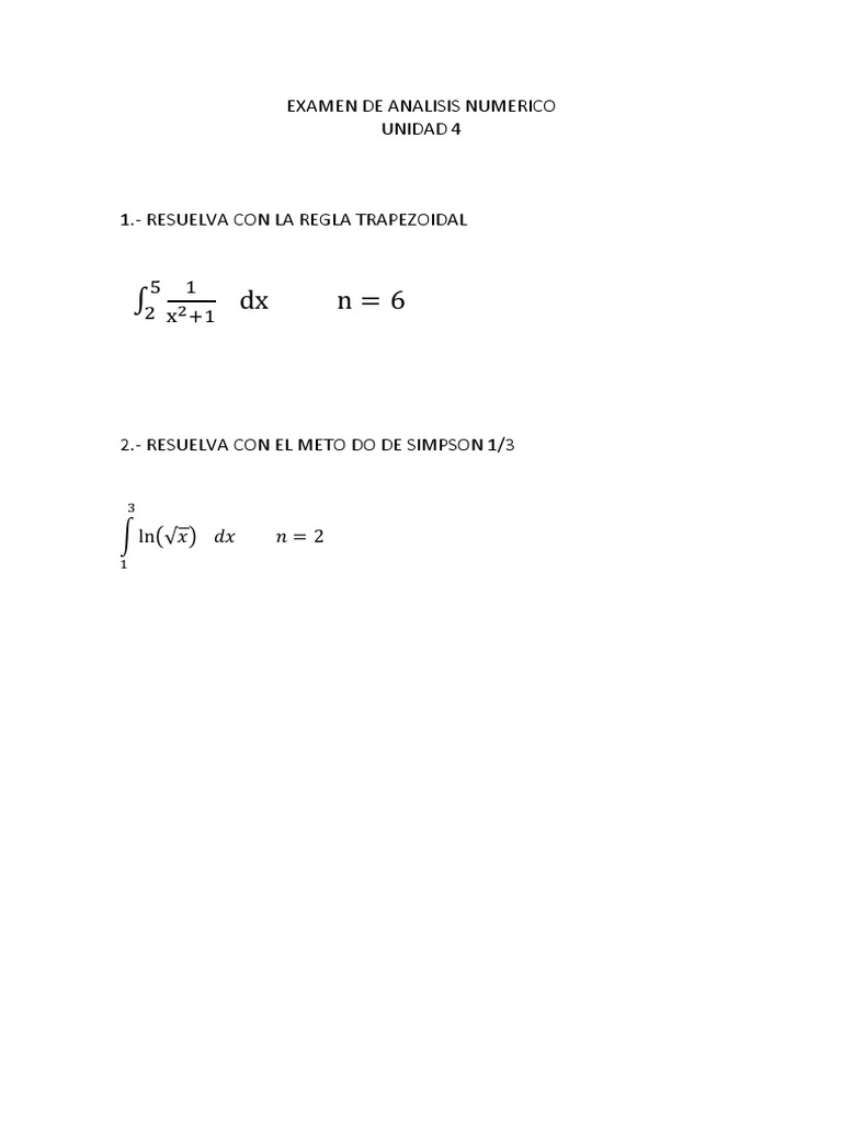 Examen de Analisis Numerico Unidad 4 | PDF