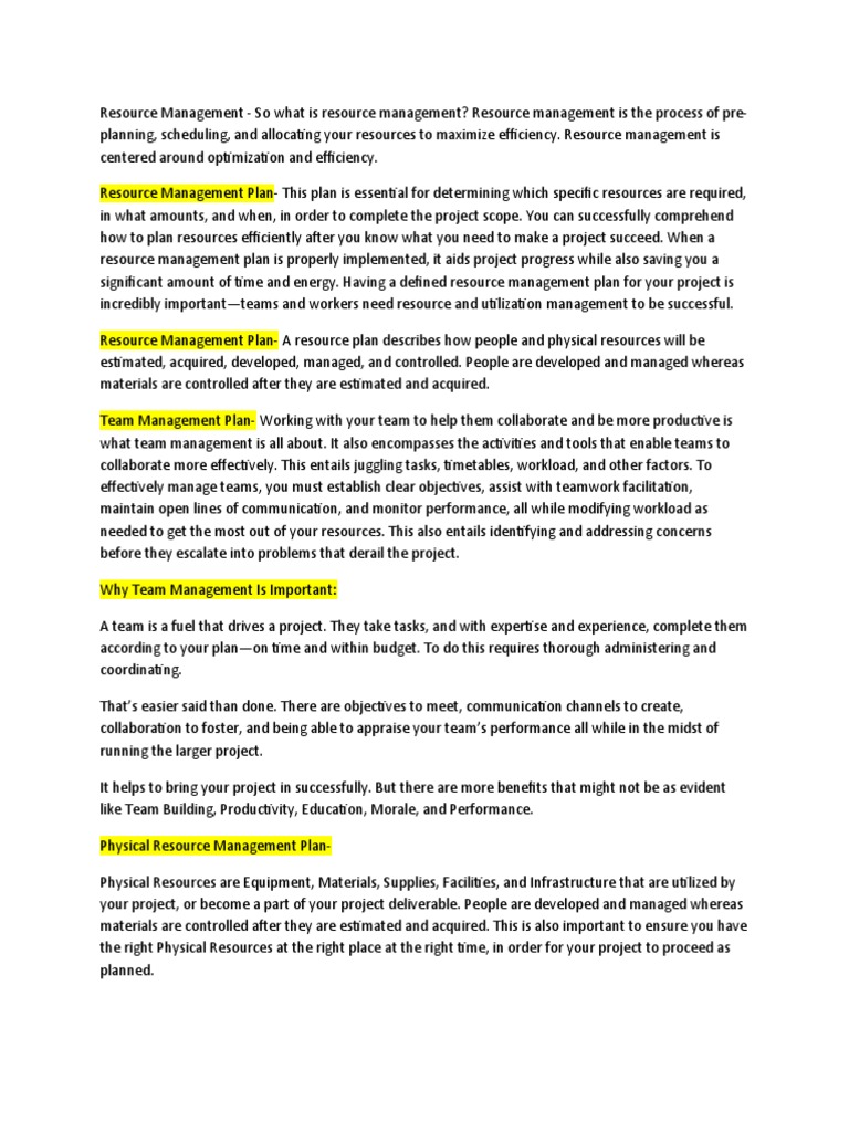 Resource Management Plan Search IMS 2 | PDF | Project Management | Resource