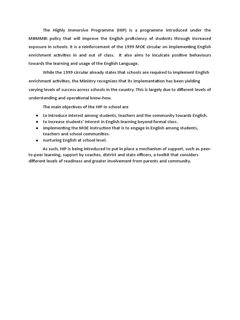 The Highly Immersive Programme Speech | PDF