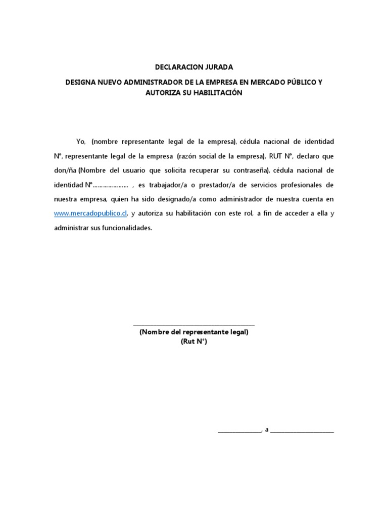 Declaracion Jurada Nuevo Administrador MP | PDF