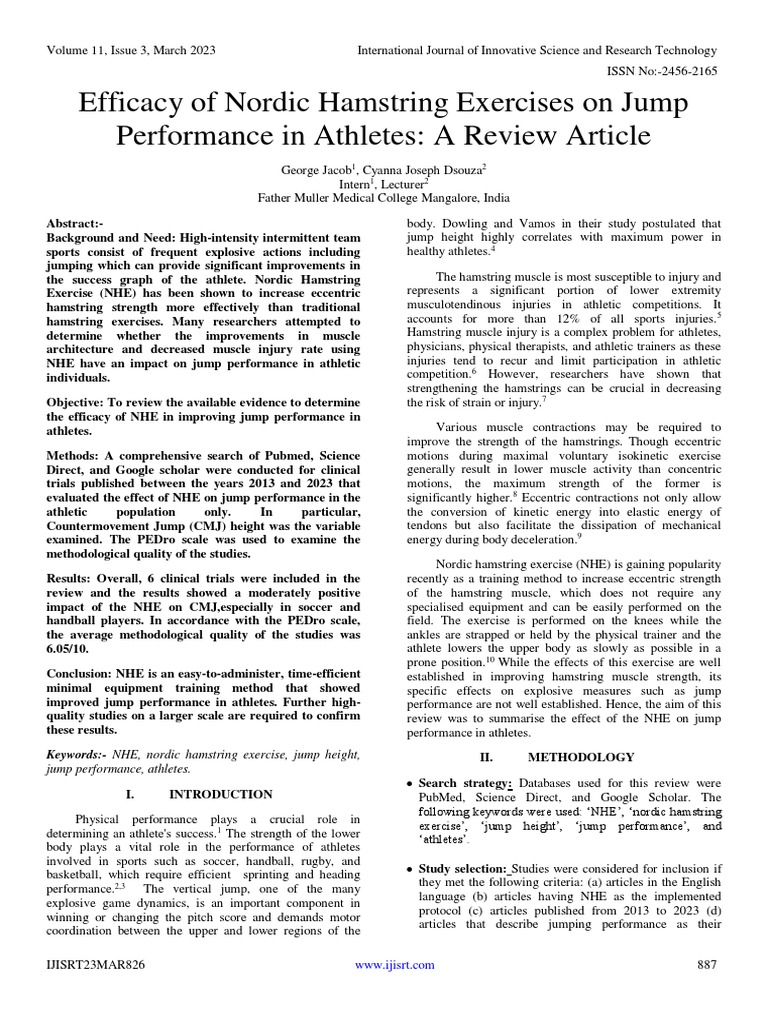 Efficacy of Nordic Hamstring Exercises On Jump Performance in Athletes ...