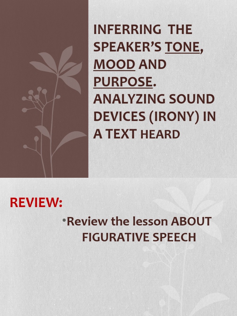 Inferring The Speaker's Tone, Mood and Purpose | PDF | Irony