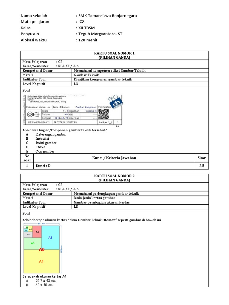 Kartu Soal Us TBSM | PDF