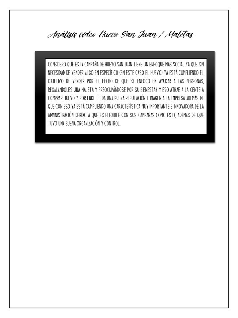 Análisis Video Huevo San Juan | PDF