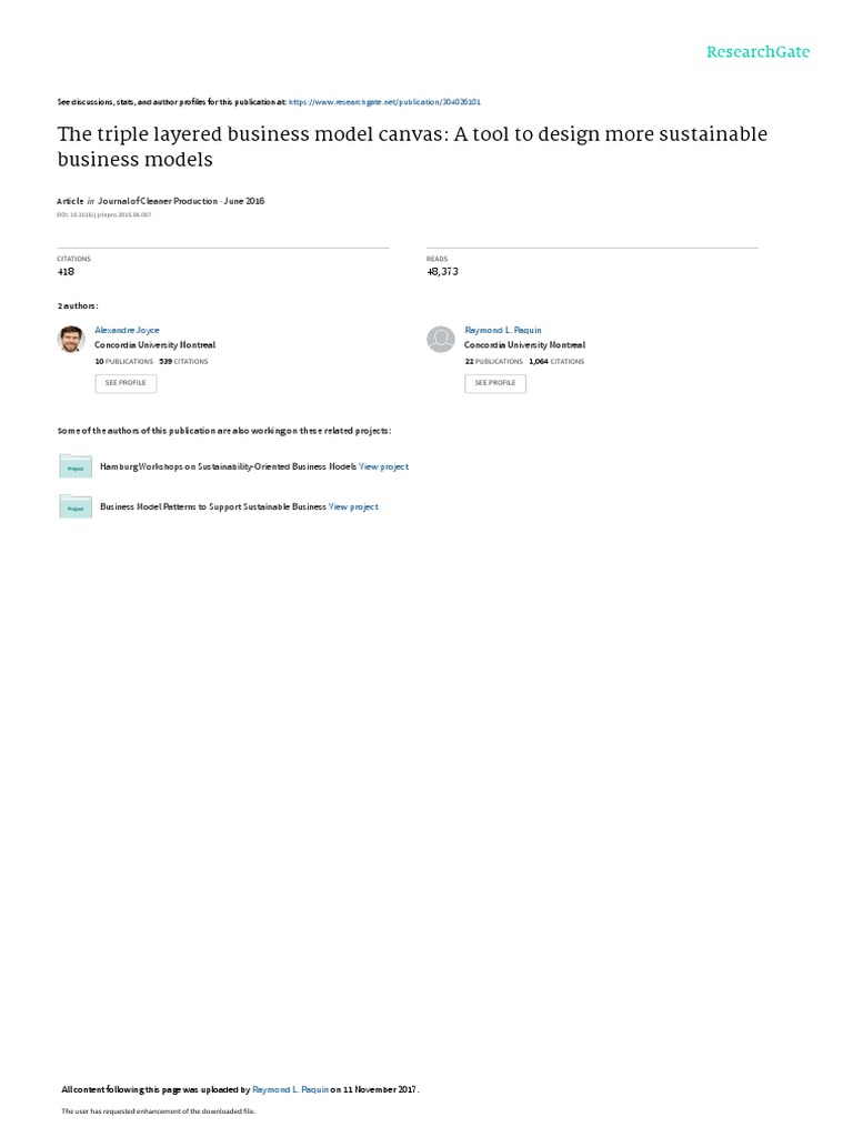 The Triple Layered Business Model Canvas | Download Free PDF | Business ...