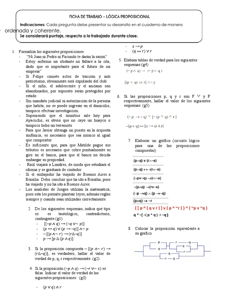 Sesión 1 - Lógica Proposicional | PDF | Proposición | Verdad
