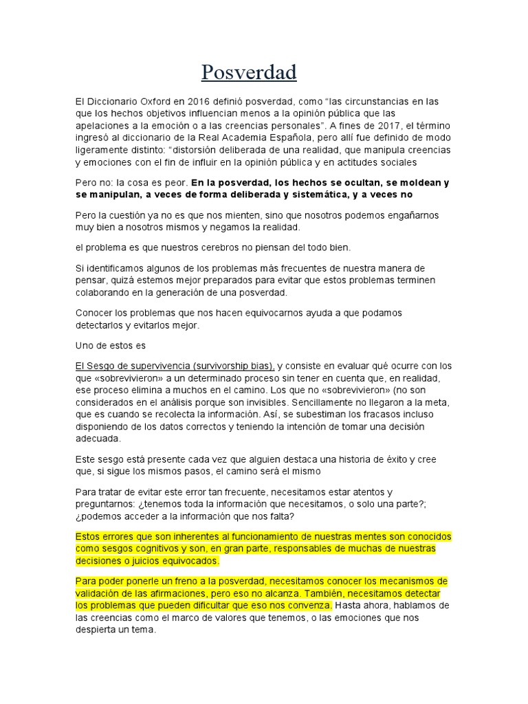 Posverdad | PDF | Evidencia | Verdad