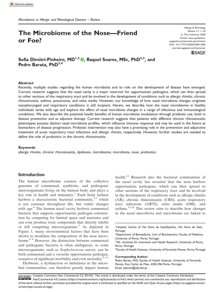 Nasal Microbiome's Role in Allergies | PDF | Microbiota | Pneumonia