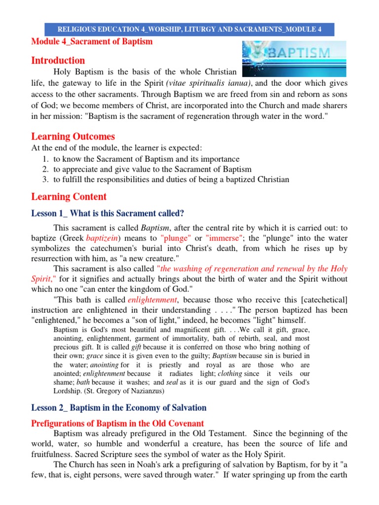 Understanding the Sacrament of Baptism | PDF | Baptism | Sacraments