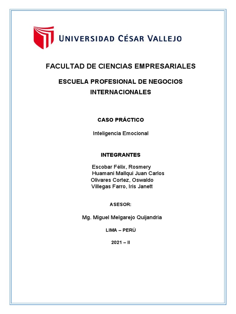 GRUPO 3 CASO PRÁCTICO Inteligencia Emocional | PDF | Las emociones | Inteligencia emocional