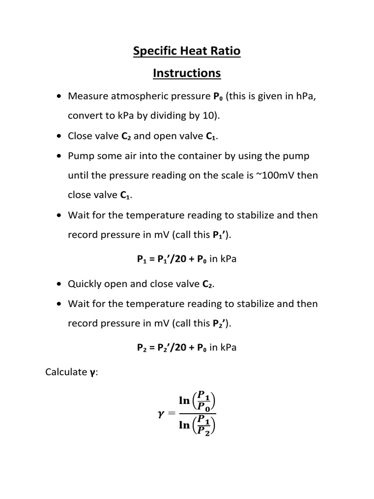 Specific Heat Ratio Instructions.pdf | PDF
