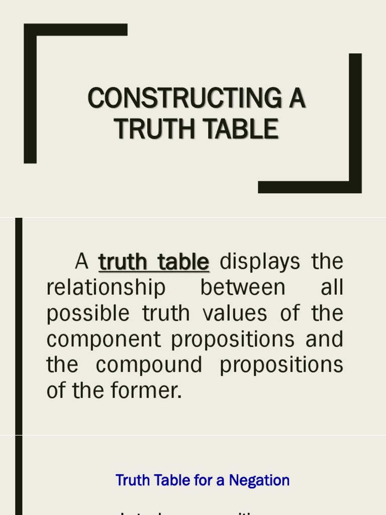 Constructing A Truth Table | PDF | If And Only If | Contradiction
