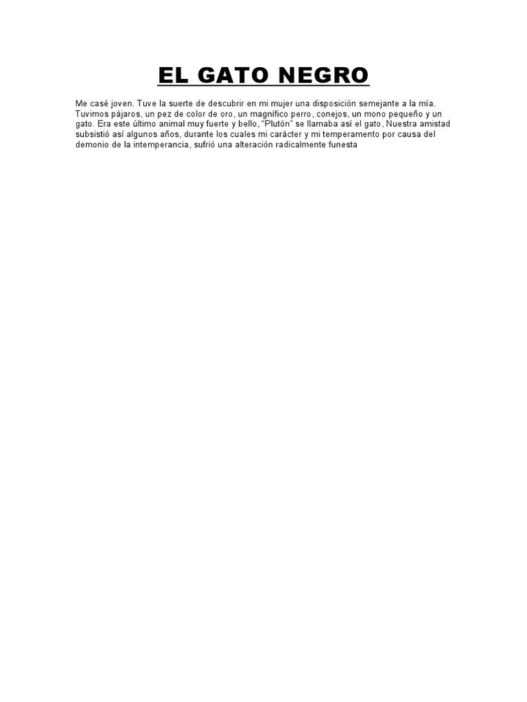 El Gato Negro Intro Nudo Desenlace | PDF