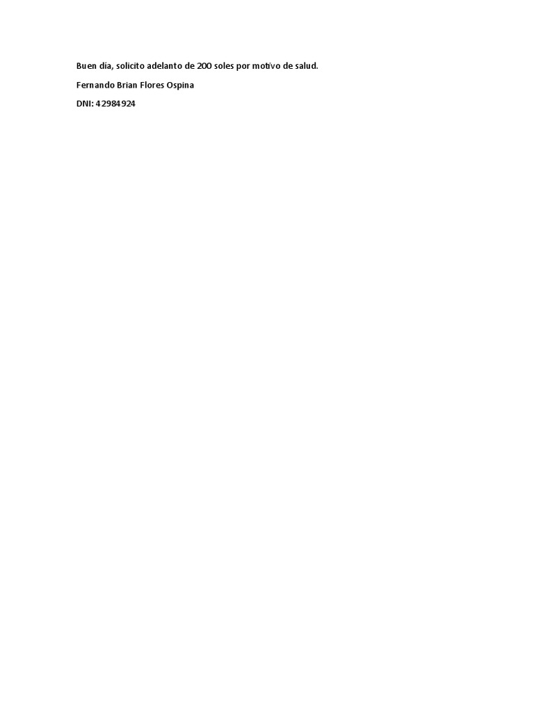 Solicitud de Adelanto | PDF