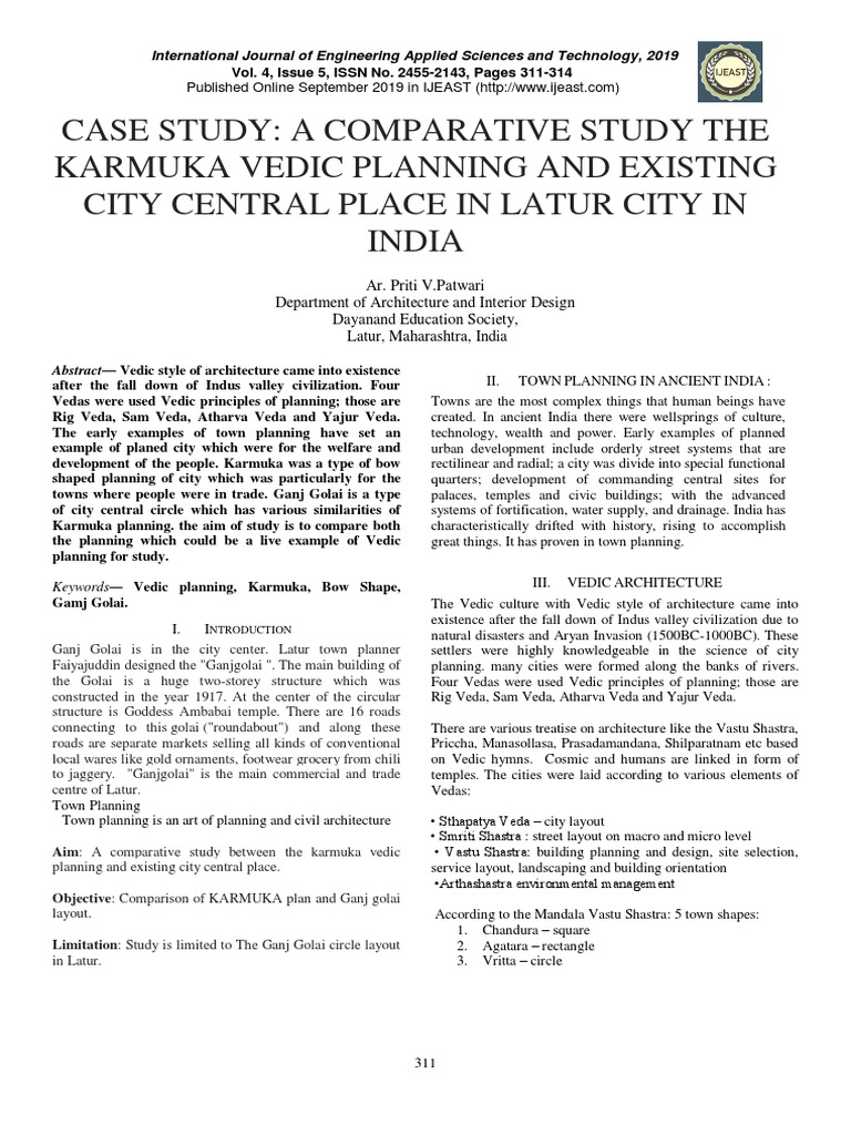 A Comparative Study The Karmuka Vedic Planning and Existing City Central Place in Latur City PDF ...