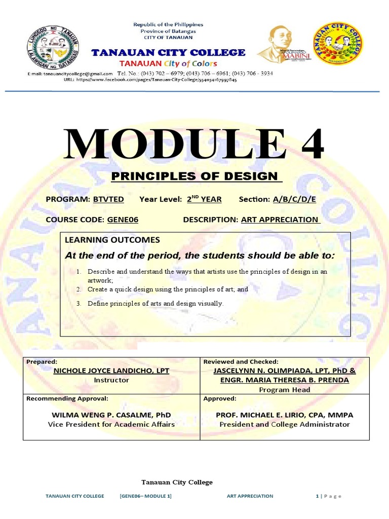 Art Appreciation Module 4 | PDF | Composition (Visual Arts) | The Arts