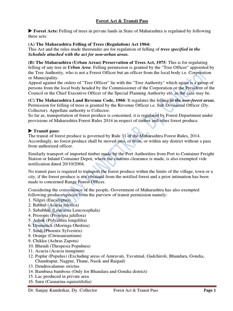 Forest & Transit Rules | PDF