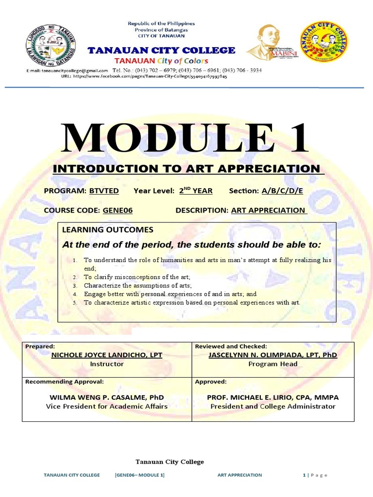 Art Appreciation Module 1 | PDF | The Arts | Aesthetics