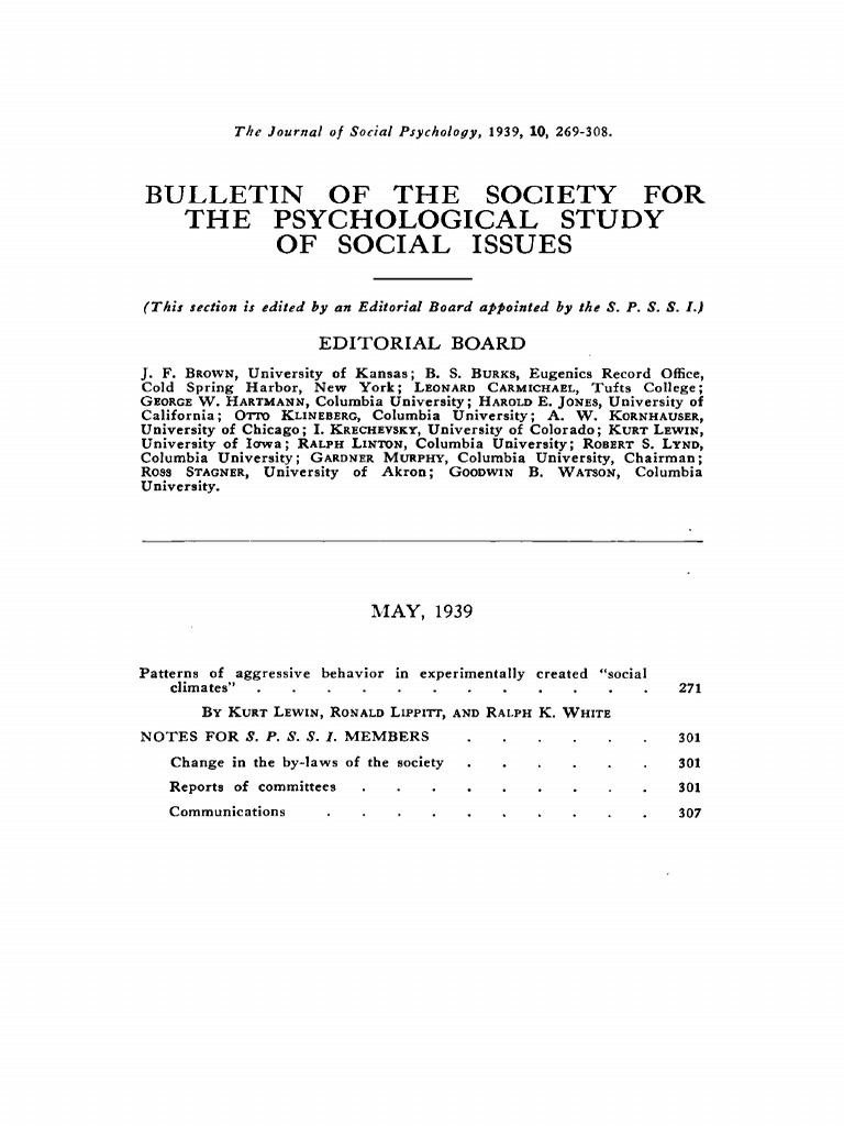Lewin-1939-Patterns of Aggressive Behavior in PDF | PDF