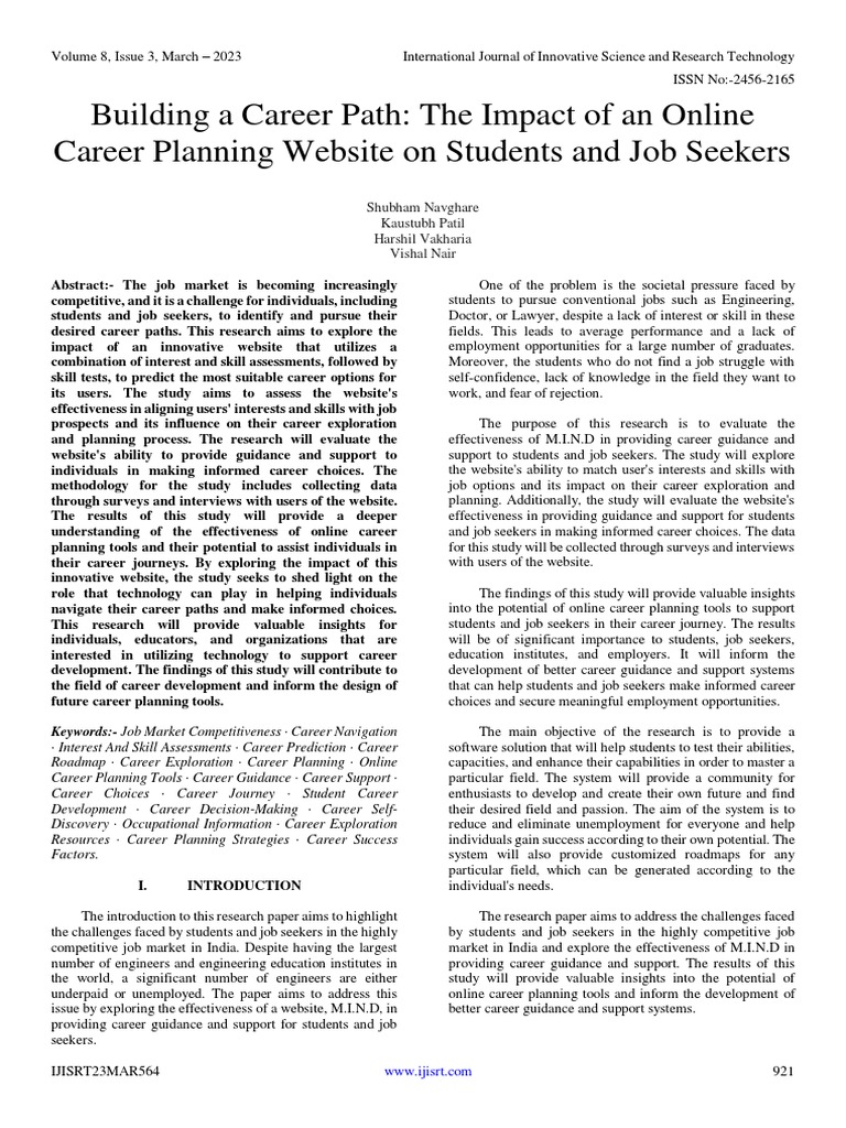Building A Career Path The Impact of An Online Career Planning Website ...