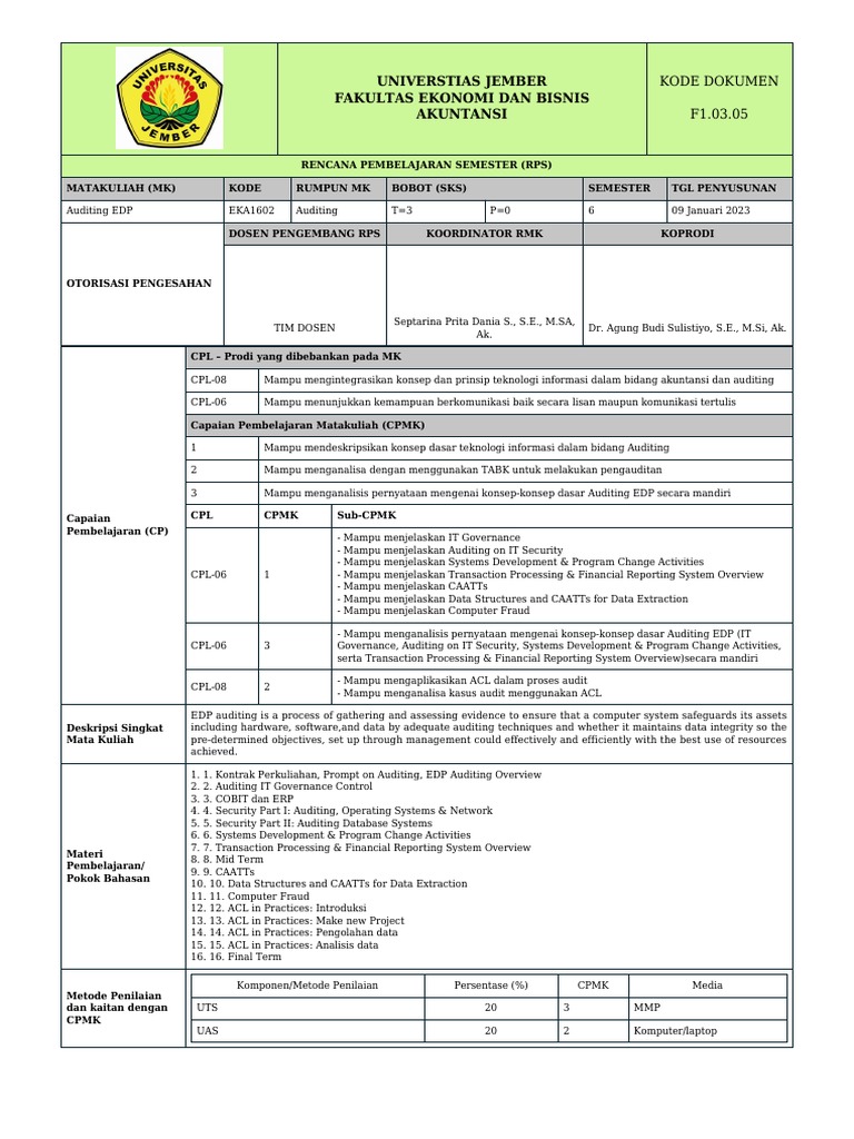 RPS Auditing EDP OBE | PDF | Komputer