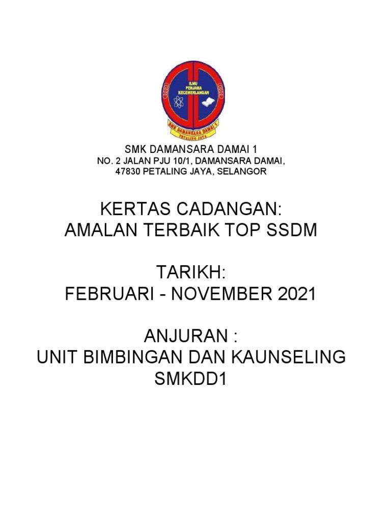 Kertas Kerja Amalan Baik SSDM 2021 | PDF