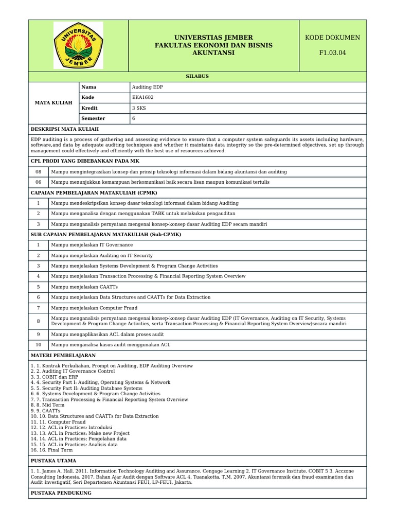 Auditing EDP Course Syllabus | PDF | Audit | Computing
