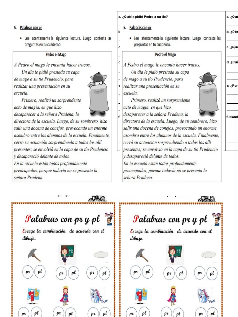 Comprension Lectora PL PR | PDF | Juegos y actividades | Hogar, jardinería y bricolaje