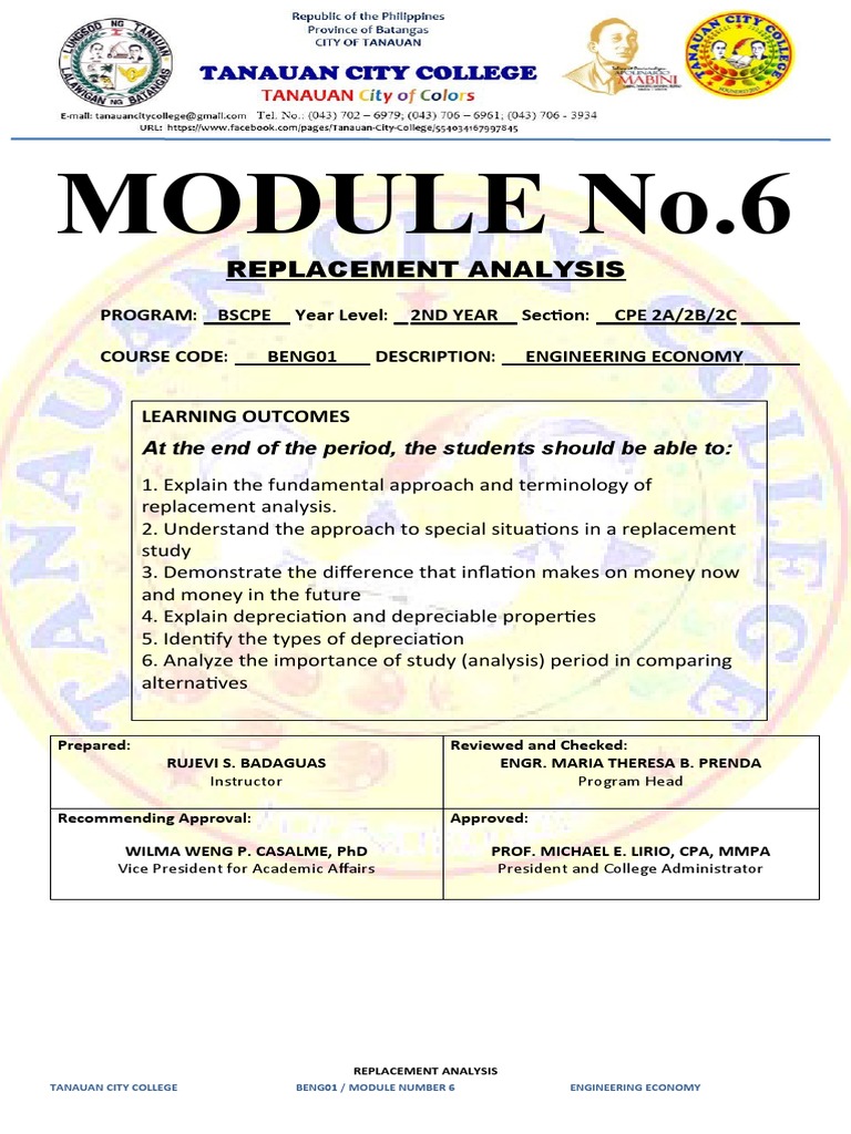Module 6 - Replacement Analysis | Download Free PDF | Depreciation | Book Value