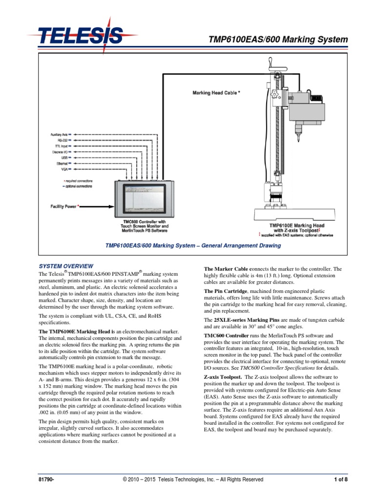 TMP6100EAS/600 Marking System - General Arrangement Drawing | PDF | Computer Network | Input/Output