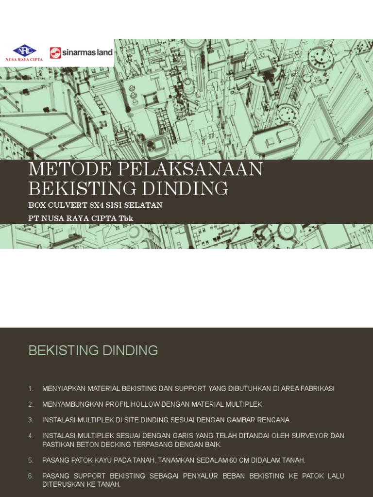 Metode Pelaksanaan Bekisting Dinding BC Selatan | PDF