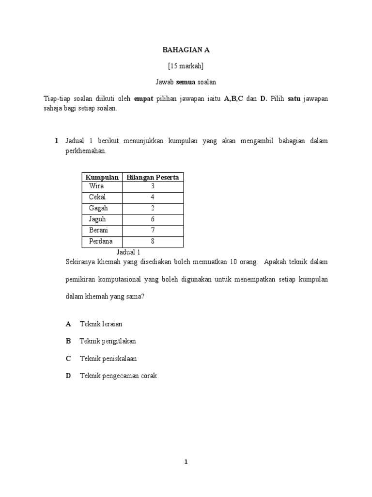 SOALAN LENGKAP PERCUBAAN PT3 | PDF