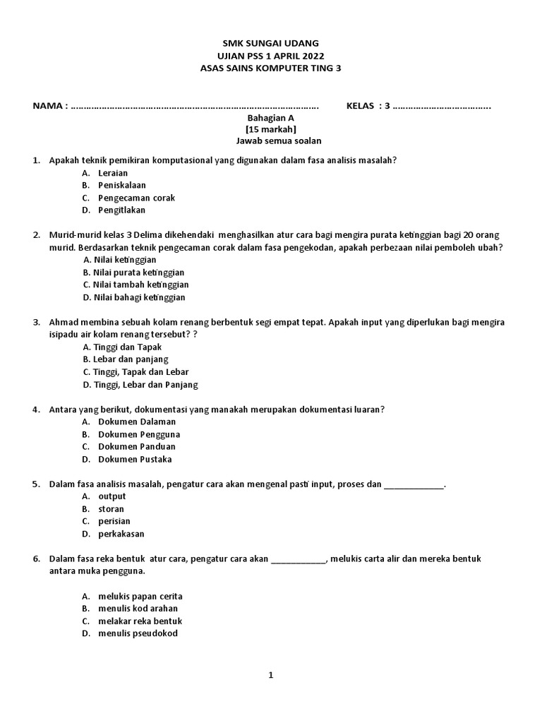 Ujian 1 Ask T3 2021 | PDF | Seni