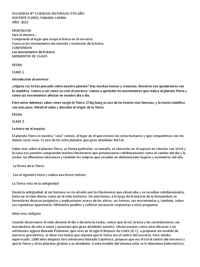 Movimientos de la Tierra para Niños | PDF | Tierra | Ciencias fisicas