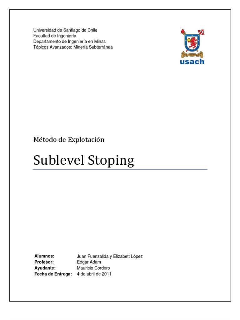Sublevel Stoping | PDF | Minería | Minerales
