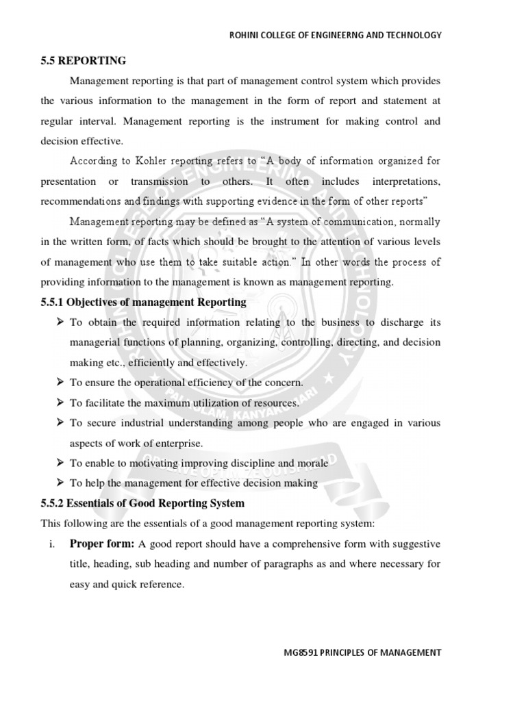 Reporting of Mangement PDF | PDF | Information | Engineering