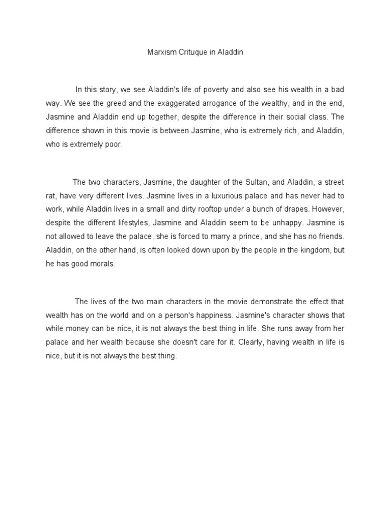 Marxist Critique in Aladdin | PDF